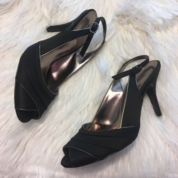 Dress Barn | Shoes | Dressbarn Black Open Toe Heels Size 75 | Poshmark